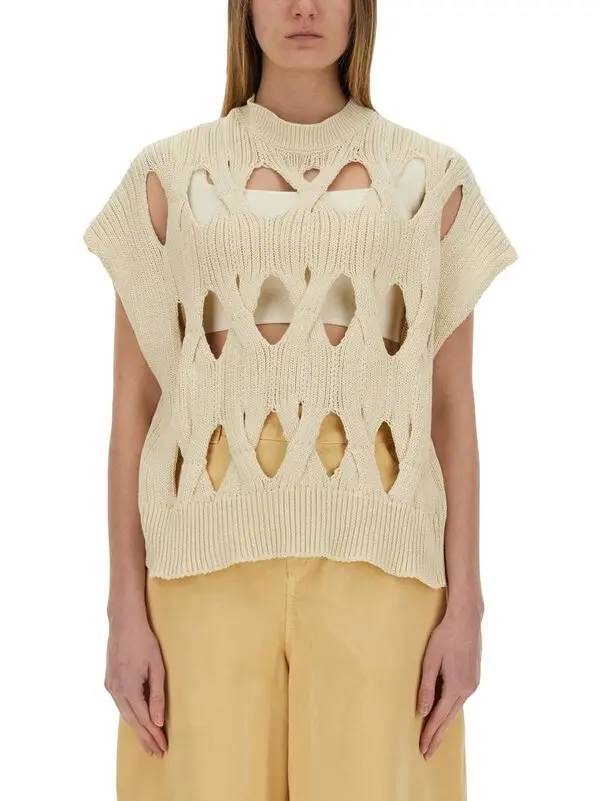 ALYSI Cut-out Knit Top - Beige