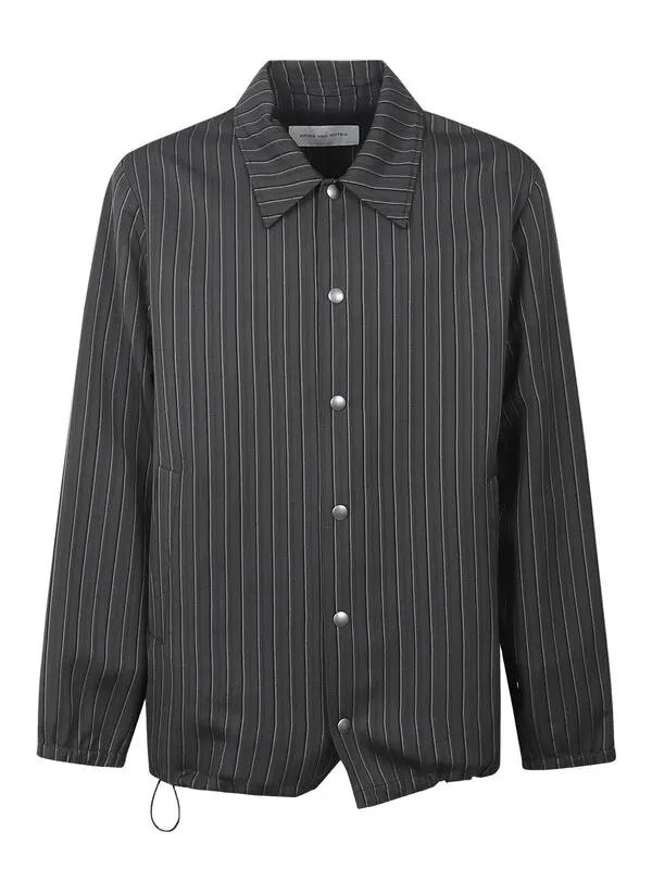 Dries Van Noten Striped Collared Jacket - D.green