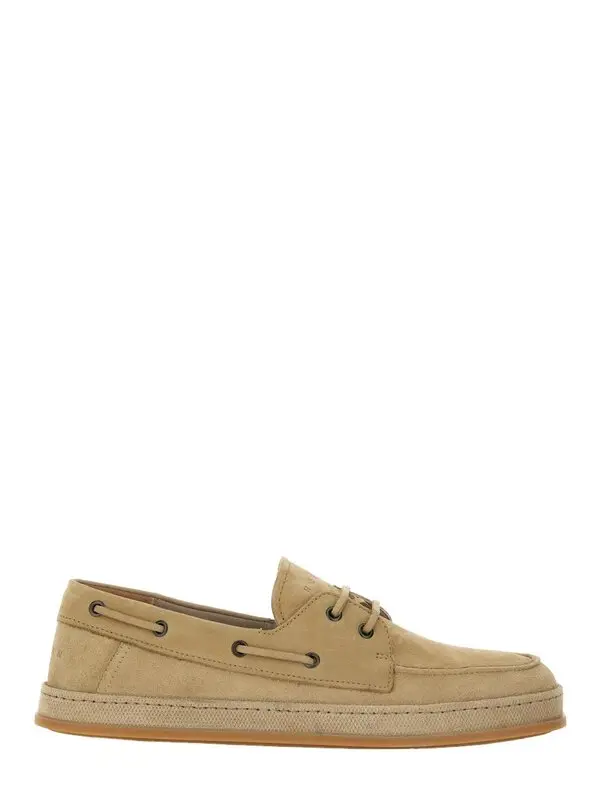 Hogan Leather Boat Moccasins - Beige