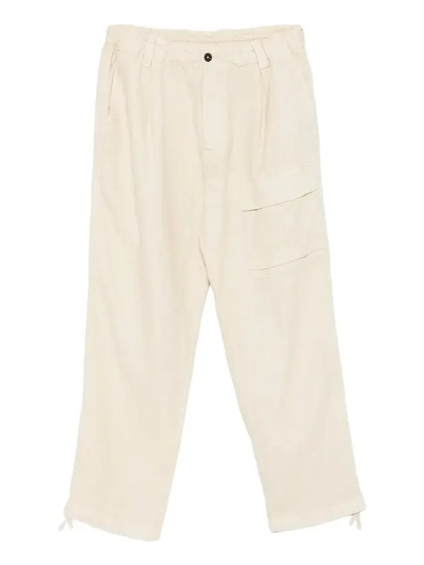 C.P. COMPANY Linen Cargo Pants With Drawstring Waist - Beige