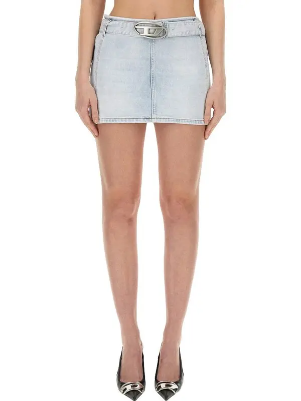 DIESEL® Mini Skirt With Belted Waist - Denim