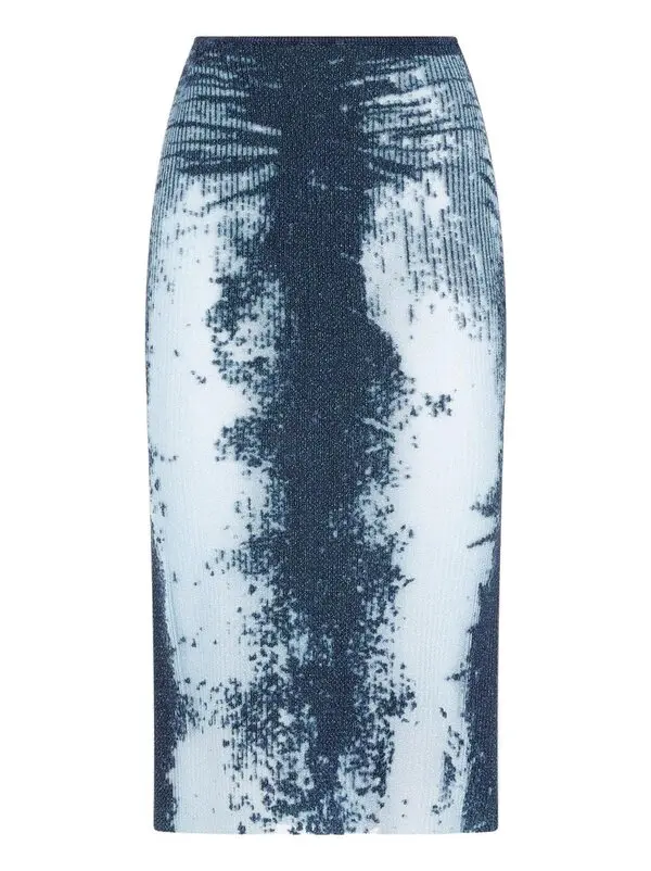 DIESEL® Midi Skirt In Devoré Metallic Knit - Blue