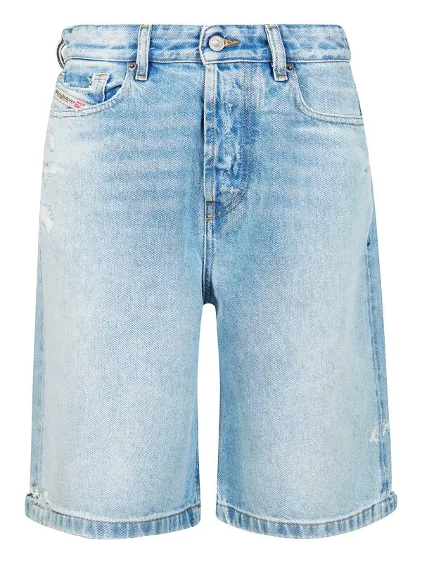 DIESEL® Light Wash Distressed Denim Shorts - Blu