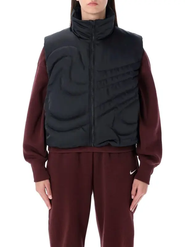 Nike Padded Down Vest With High Collar - Black