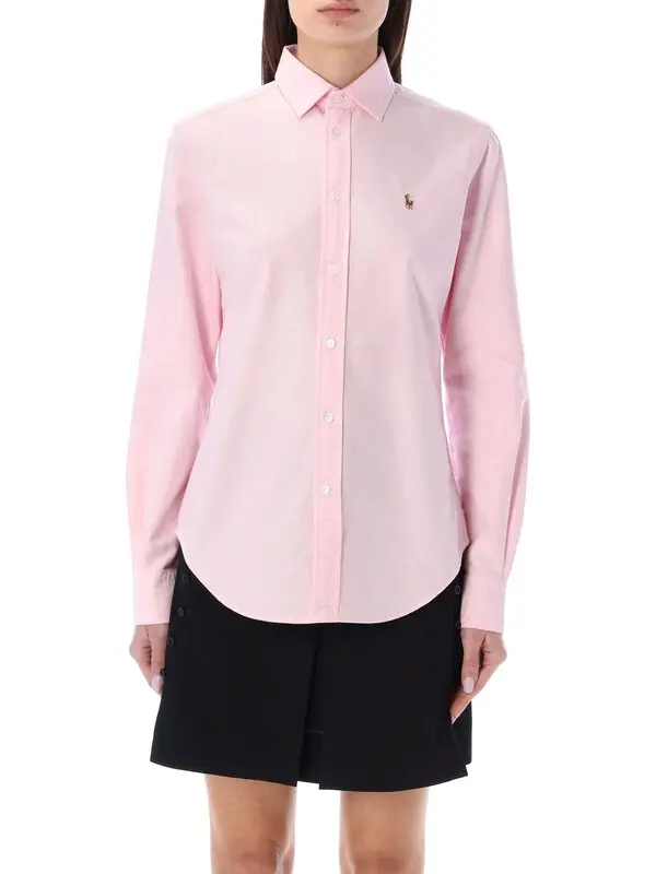 Polo Ralph Lauren Oxford Cotton Striped Shirt With Embroidered Logo - Bath Pink