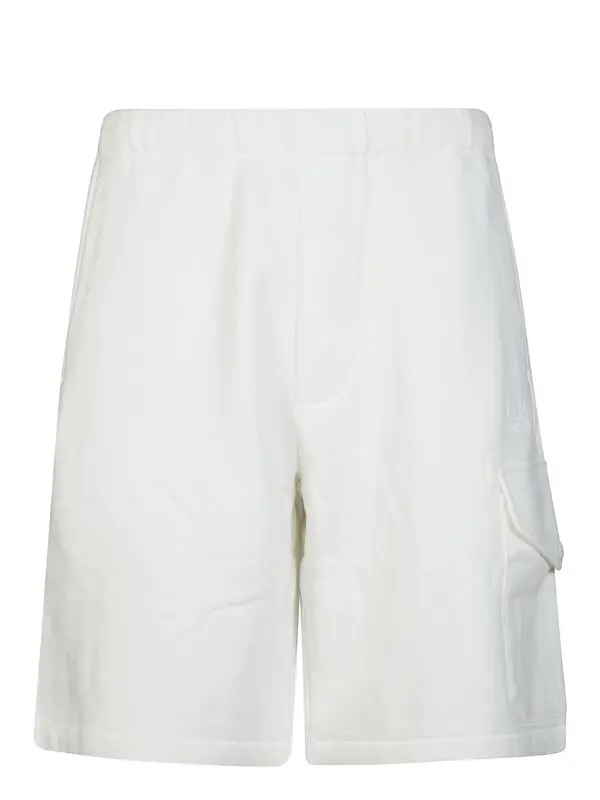 C.P. COMPANY Bermuda Shorts With Logo Pocket - Bianco