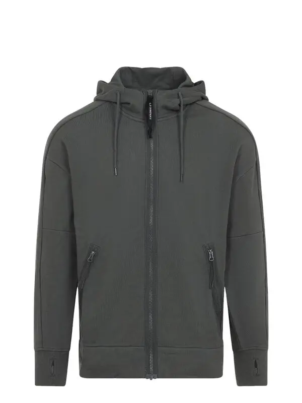 C.P. COMPANY Diagonal Raised Fleece Goggle Zipped Hoodie - Grey