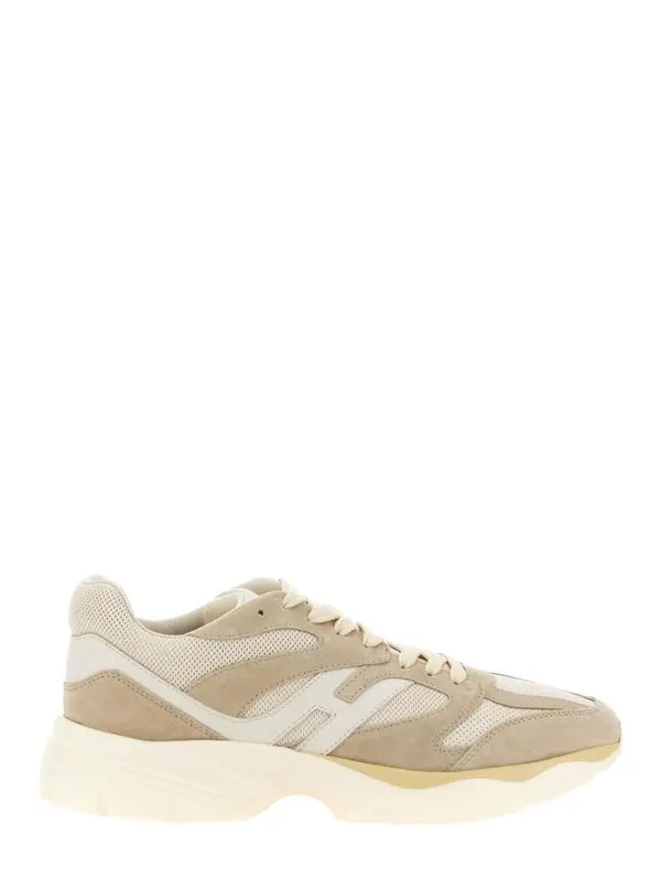 Hogan Suede And Leather Sneakers - Beige