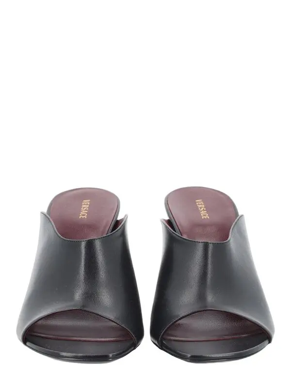 Versace Leather Open-toe Mule Sandals - Black