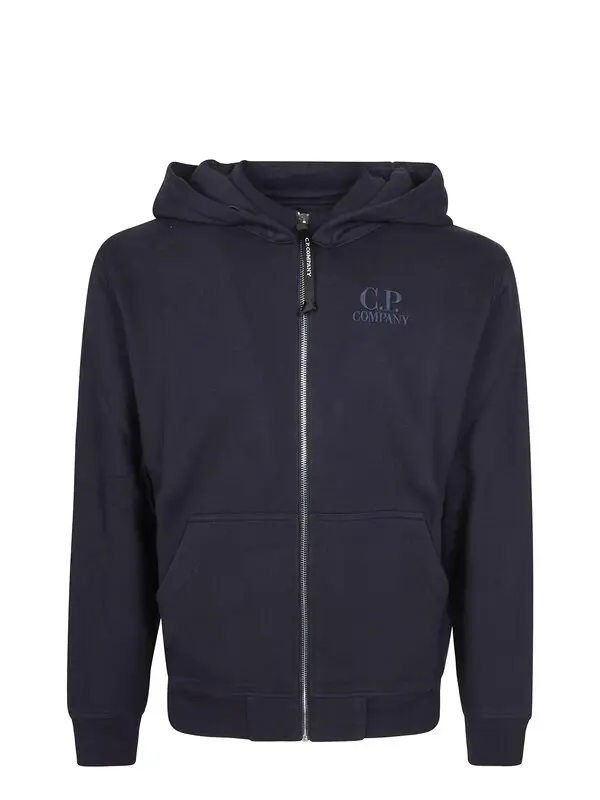 C.P. COMPANY Logo Detail Zip-up Hoodie - Blu