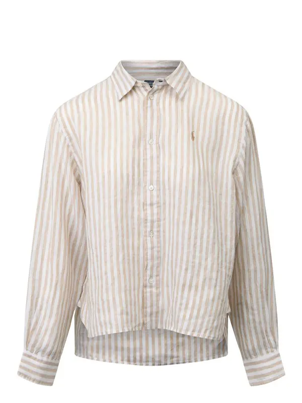 Ralph Lauren Striped Linen Button-up Shirt - Beige