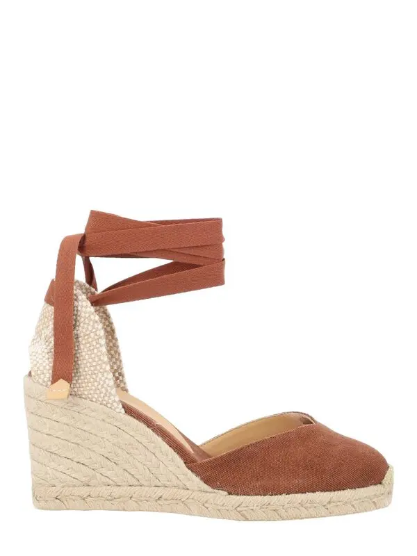 CastaÑer Espadrille Wedge Sandals With Ankle Tie - Buff