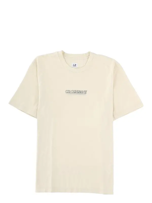 C.P. COMPANY C. P. Company Embroidered Logo Cotton T-shirt - Beige