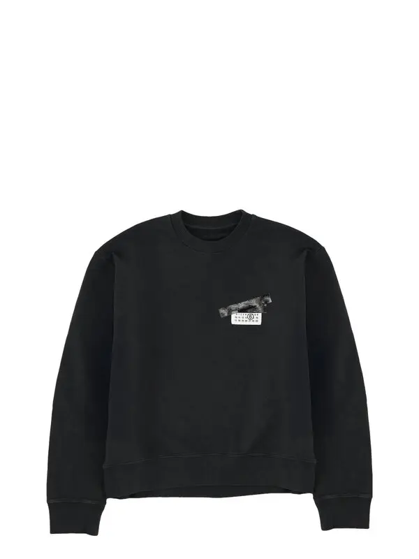 MAISON MARGIELA Cotton Crewneck Sweatshirt With Graphic Detail - Black