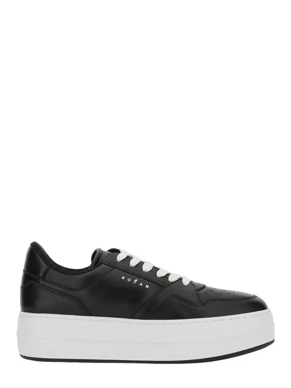 Hogan Skyscraper Platform Leather Sneakers - Black