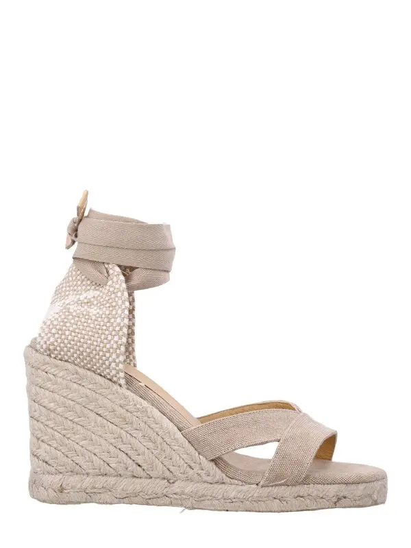CastaÑer Refined Canvas Espadrille Wedges With 8 Cm Heel - Sand