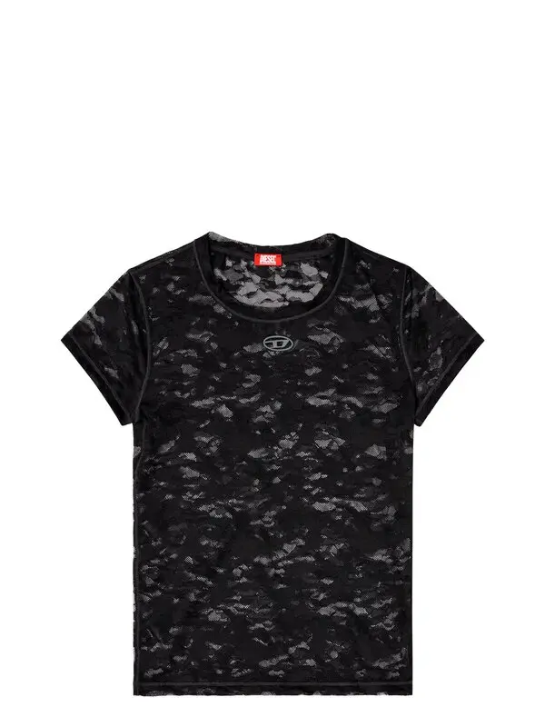 DIESEL® Tonal Oval D Logo Mini Tee - Nero