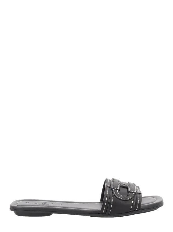 Hogan Chic Mini Calf Leather Sandals - Black