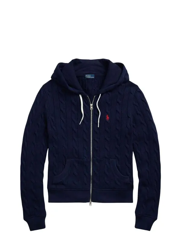 Ralph Lauren Cable Knit Zip-up Hoodie - Navy