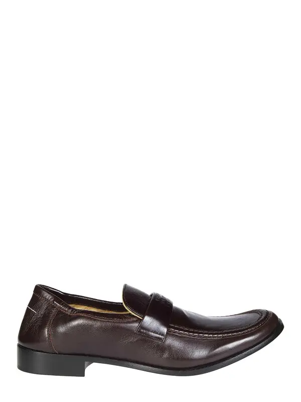 MAISON MARGIELA Penny Strap Leather Loafers - Marrone