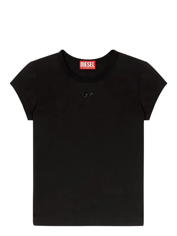 DIESEL® Slim Fit Round Neck T-shirt With Embroidered Logo - Nero