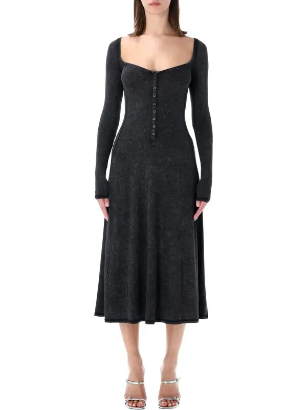 DIESEL® Ribbed Cotton Blend Mini Dress - Black