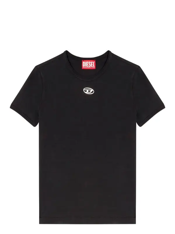 DIESEL® Slim Fit Crewneck T-shirt With Oval Logo Detail - Nero