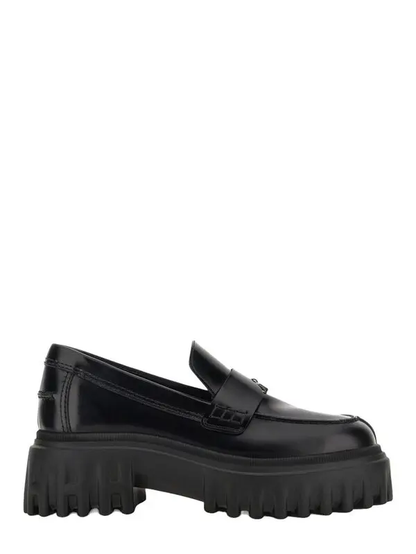 Hogan Leather Platform Lug Sole Loafers - Black