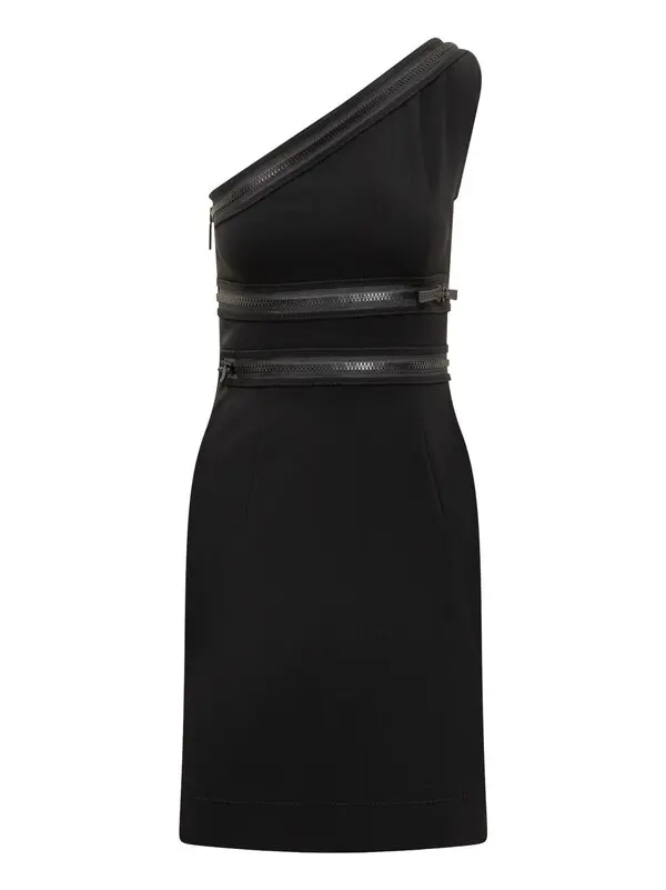 Dsquared2 One-shoulder Zip Detail Mini Dress - Black