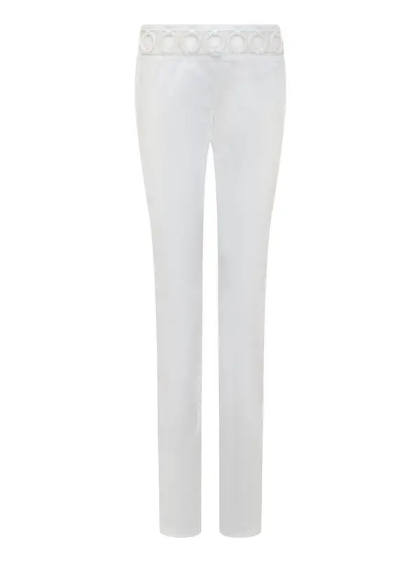 Dsquared2 Tailored Cotton-blend Trousers With Embellished Waistband - White