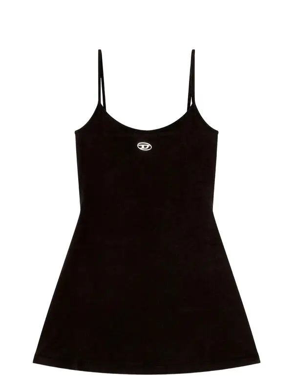 DIESEL® A-line Dress With Spaghetti Straps And Oval D Logo Detail - Nero