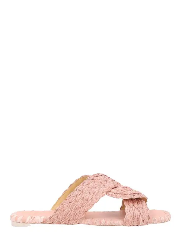 CastaÑer Braided Raffia Flat Slide Sandals - Pink