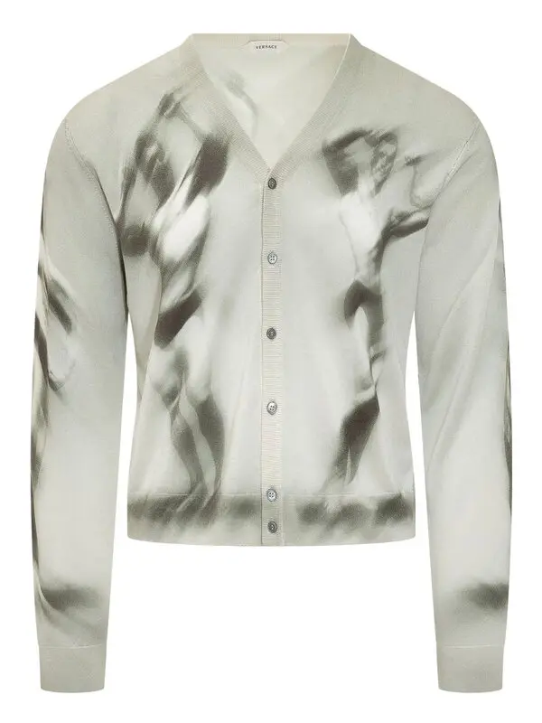 Versace Elegant Cardigan With Decorative Buttons - Grey