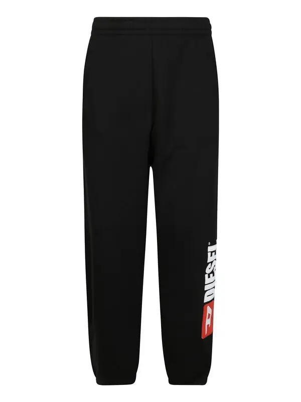 DIESEL® Relaxed Fit Cotton Trousers With Logo Detail - Nero