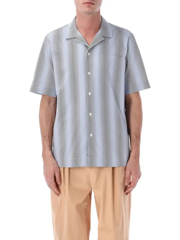 Dries Van Noten Relaxed Fit Short Sleeve Striped Shirt Size - Blue