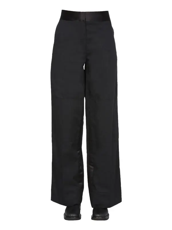 Raf Simons Ceremonial Worker Cotton Blend Wide Leg Pants - Black