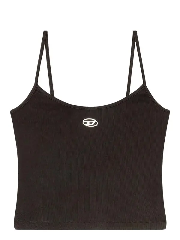 DIESEL® Slim Fit Thin Strap Top With Metallic Logo - Nero