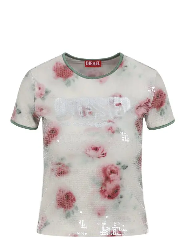 DIESEL® Sequin Floral Graphic T-shirt - White