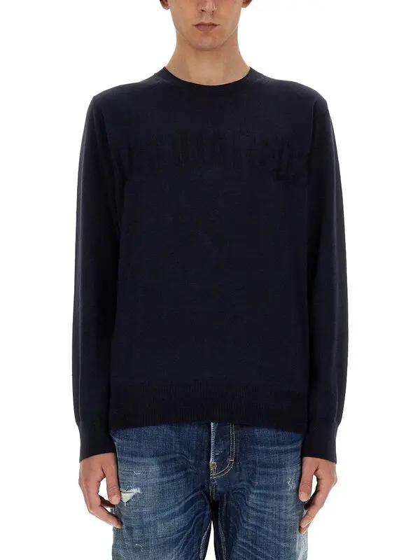 Dsquared2 Wool T-shirt With Ribbed Detailing - Blue