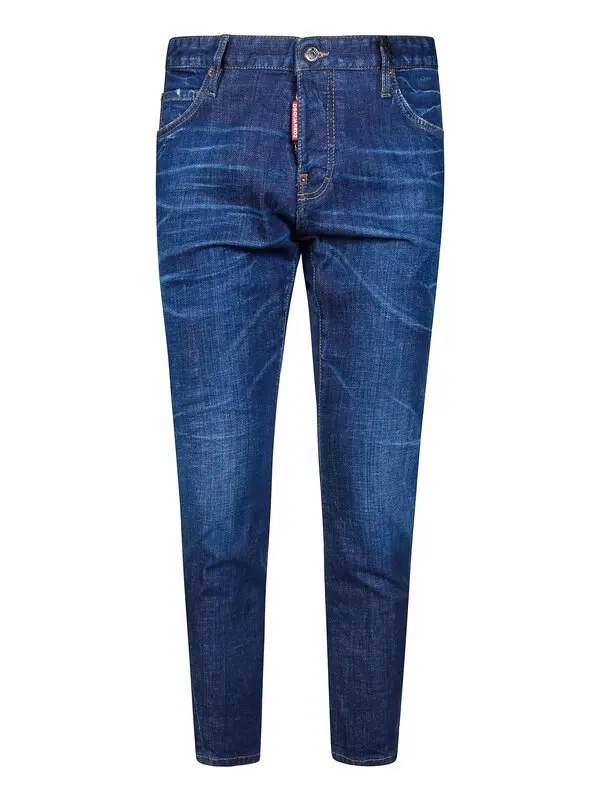 Dsquared2 Slim Fit Jeans With Logo Patch - Blu