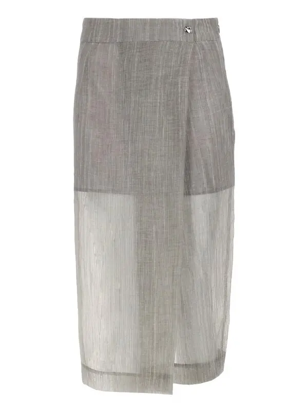 THE GARMENT Delfi Button Wrap Midi Skirt - Grey