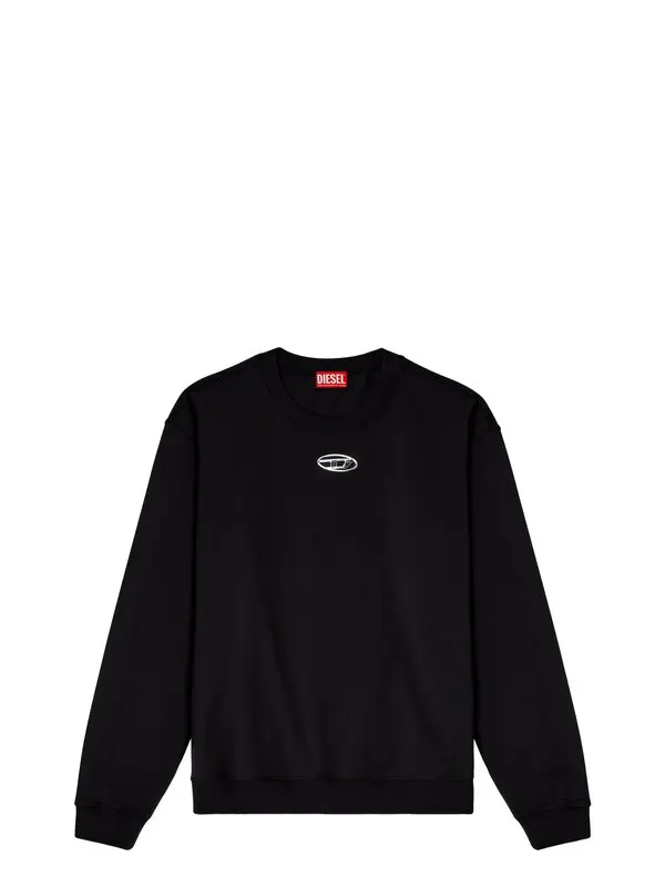 DIESEL® Ribbed Sweatshirt With Silver Logo Size - Nero