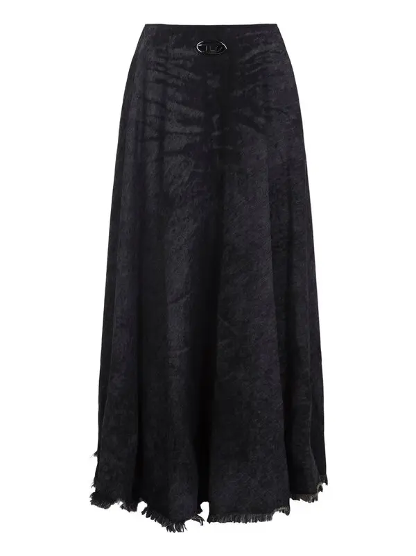 DIESEL® Midi Skirt With Raw Edge Hem - Black
