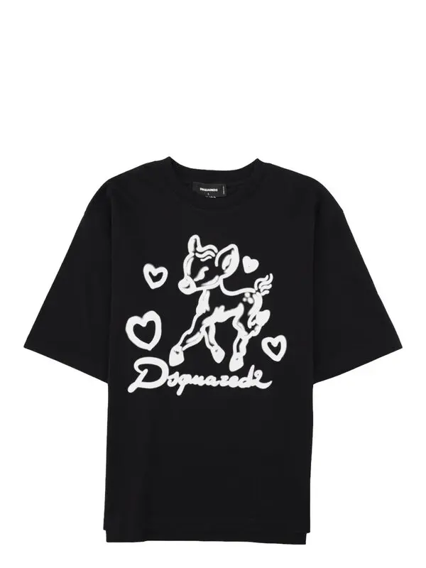 Dsquared2 Graphic Cotton T-shirt - Black