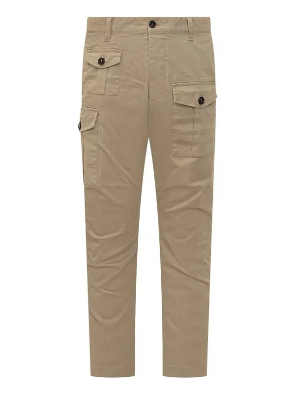 Dsquared2 Cargo Trousers With Button Detailing - Stone
