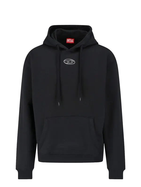 DIESEL® Regular Fit Hooded Sweatshirt With Logo - Black