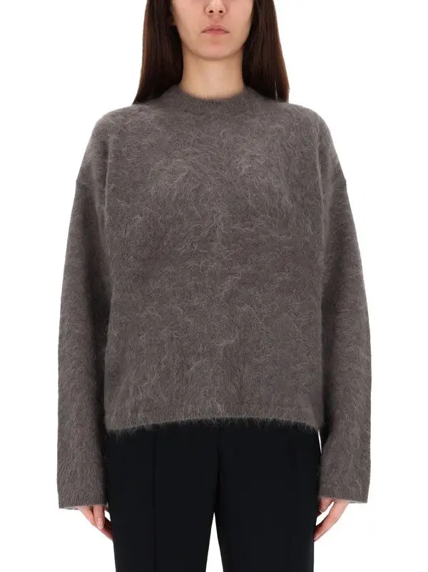 THE GARMENT Fuzzy Mohair Crewneck Sweater - Grey