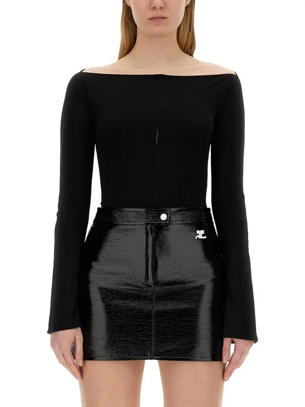 COURREGES Zip-detail Jersey Bodysuit - Black