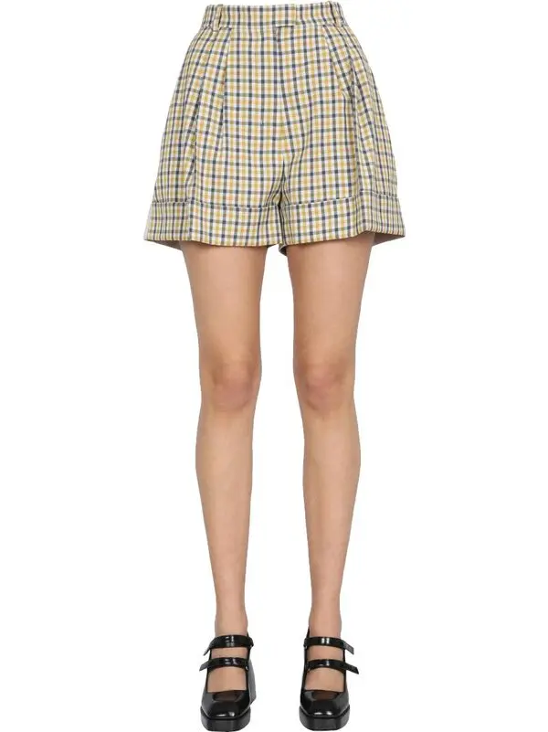 Baum Und Pferdgarten Plaid Pleated Shorts - Brown