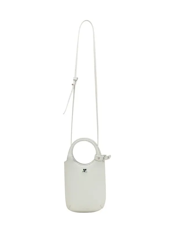 COURREGES Courrèges Mini Leather Handbag With Hoop Handle - Blanc Casse